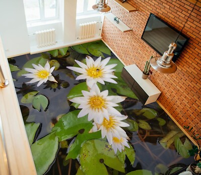 3D White Lotus O2380 Floor WallPaper Murals Wallpaper Mural Print AJ AU ...