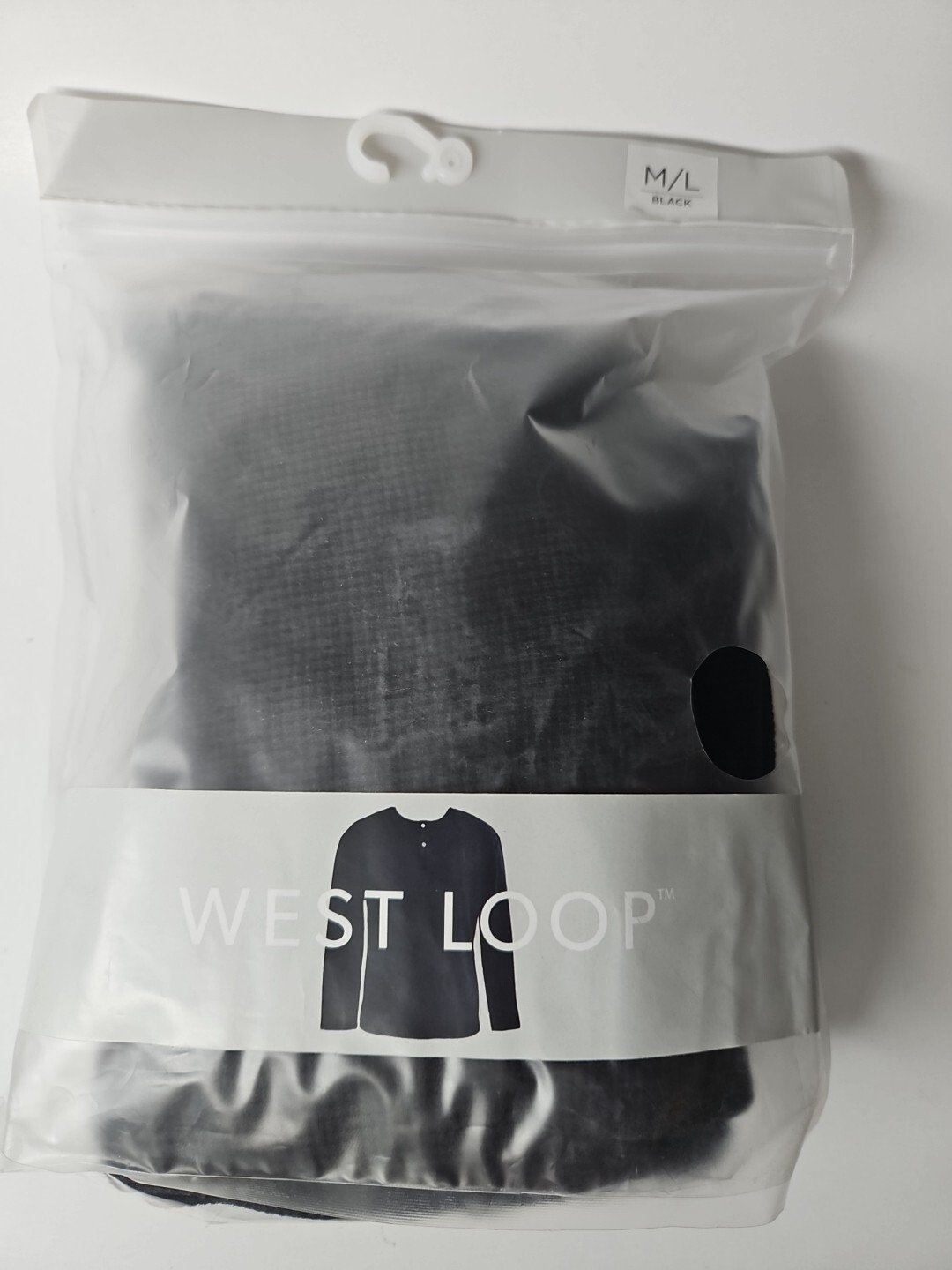 West Loop MENS Lounge Long Sleeve 2 BUTTON Shirt Medium / Large Black ...