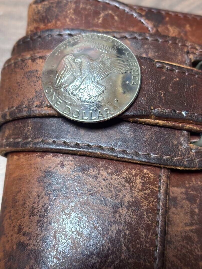 ALZUNI Biker leather Long wallet Brown pocket engraved Japan ALZUNI Biker leather Long wallet Brown pocket engraved Japan