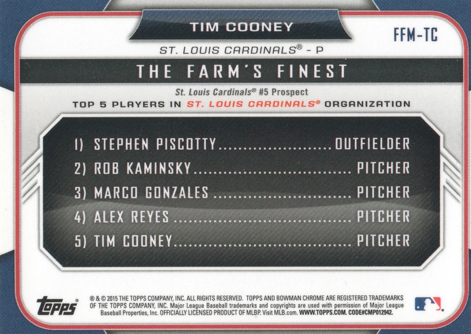 2015 Bowman Chrome Baseball Farm's Finest Mini #FFM-TC Tim Cooney | eBay