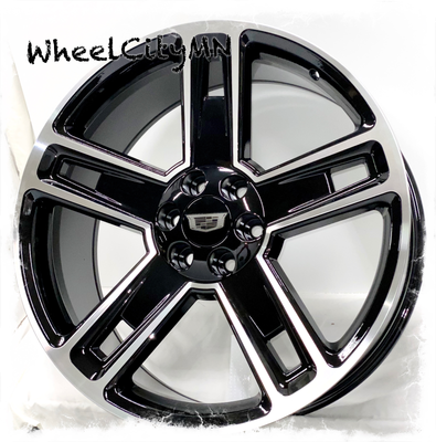 22" gloss black machined OE replica 5664 wheels Cadillac Escalade ESV ...