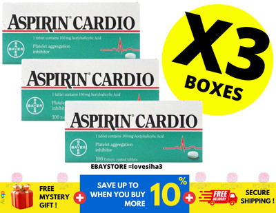 Bayer Aspirin Cardio 100mg 100 Tablets Platelet Aggregation Inhibitor X ...
