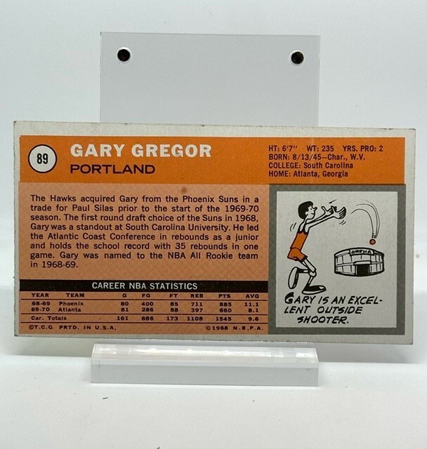 1970-71 Topps Basketball Gary Gregor Portland Trailblazers Card Number #89 | eBay