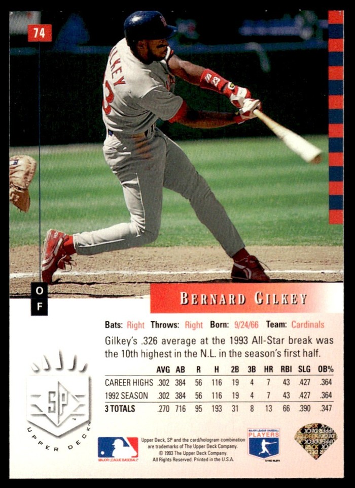1993 SP #74 Bernard Gilkey St. Louis Cardinals | eBay