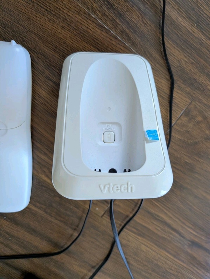 VTECK White Cordless Phone System Power cord, Cradle, LAND Line Cord | eBay