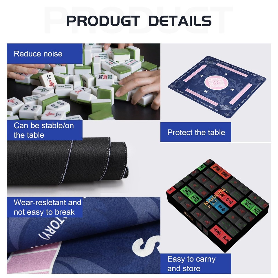 AIMUCT Mahjong Mat for Table with Rules, Non-Slip Noise Reduction ...