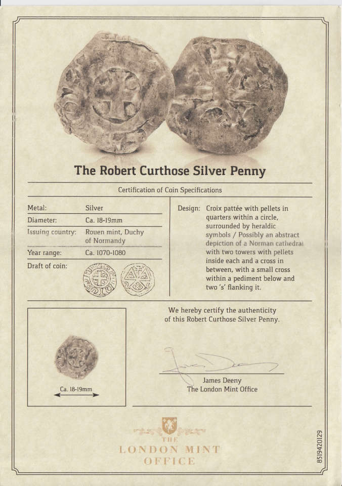 Silver Hammered Penny Coins William the Conqueror Robert Curthose Pair ...