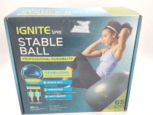 Ignite Spri Stable Ball 65cm Anti Burst Weighted Exercise Gym Heights 5 ...