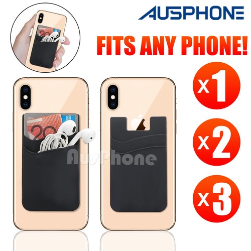 Double Pockets Silicone Smart Phone Back Card Holder Wallet Stick On ...