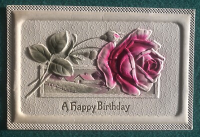 Postcard, 1900's, Embossed, Red Rose, Printed Germany, Dear Daughter ...