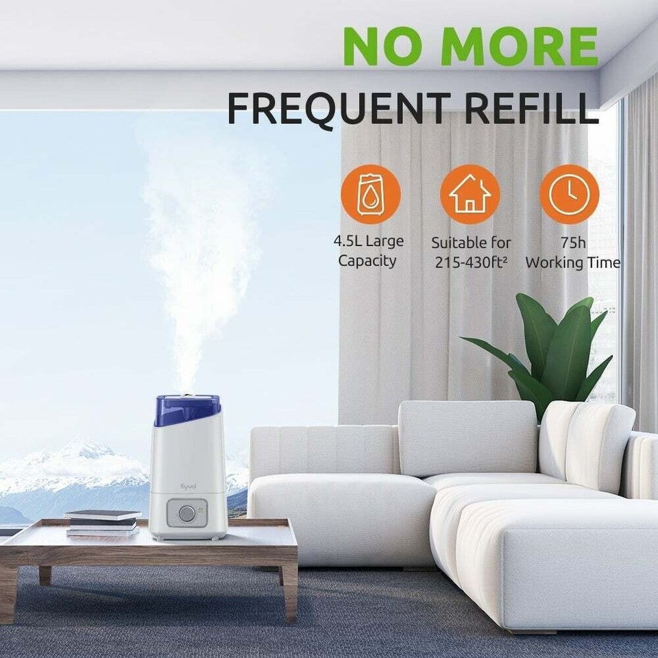 Kyvol Vigoair HD3 Cool Mist Humidifier Super Quiet Black 4.5L/1.18 Gal ...