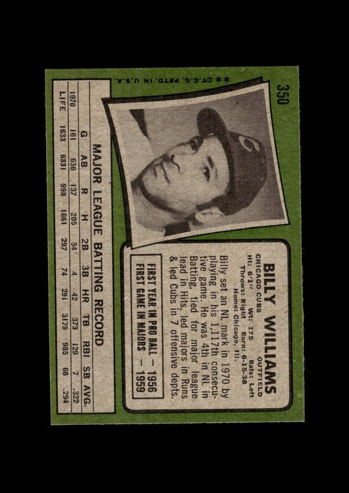 1971 Topps Set-Break #350 Billy Williams EX-EXMINT *GMCARDS* | eBay