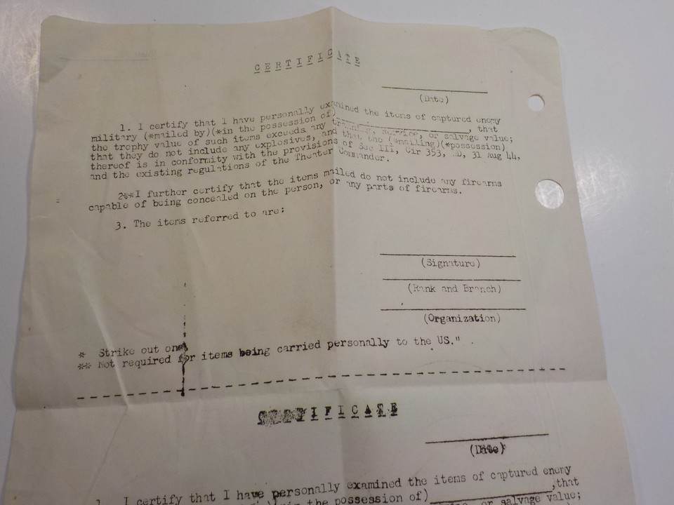 WW2 Capture Certificate Unused Document Military Paper WW II History ...