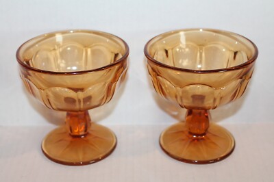 Vintage Amber Gold Glass Dessert Dish Cup Pudding / Ice Cream Bowls | eBay