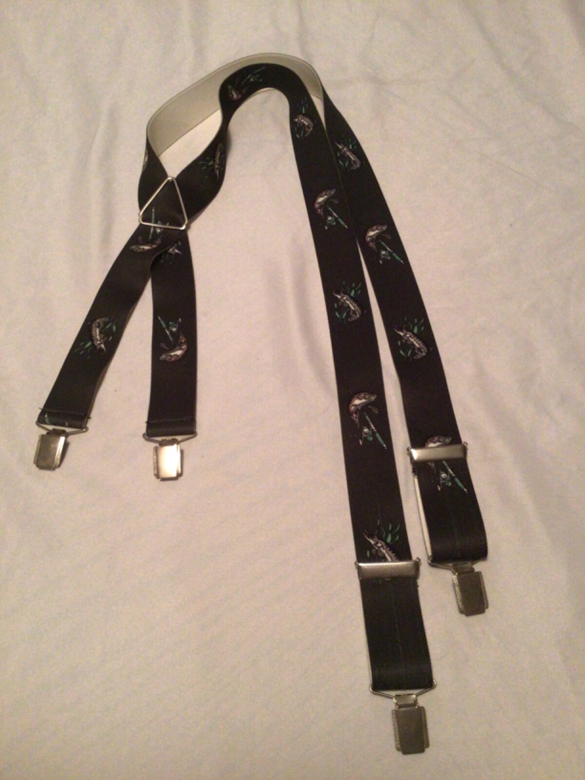 Mens Suspenders~Adjustable~Fishing~Fisherman~Rod & Reel~VGC! | eBay