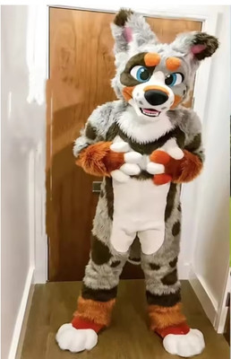 Grey Dog Furry MascOT Costume Suit Regular Size Fancy Dress Cosplay ...
