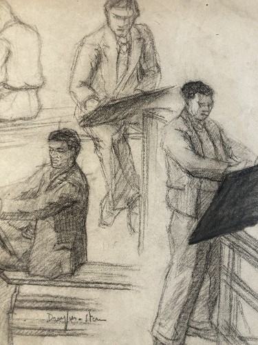 Beautiful Drawing 1930 Vintage Charcoal Woman Man Jean Dreyfus Stern ...