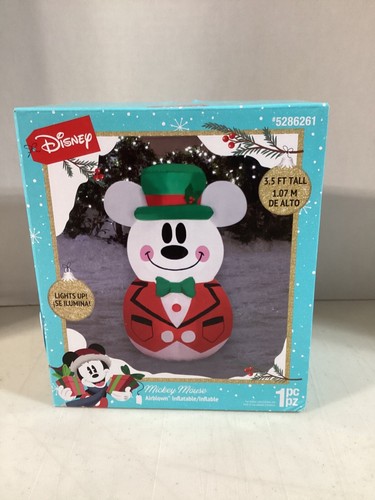 Christmas Disney 3.5 FT LED Mickey Mouse Snowman Holiday Airblown ...