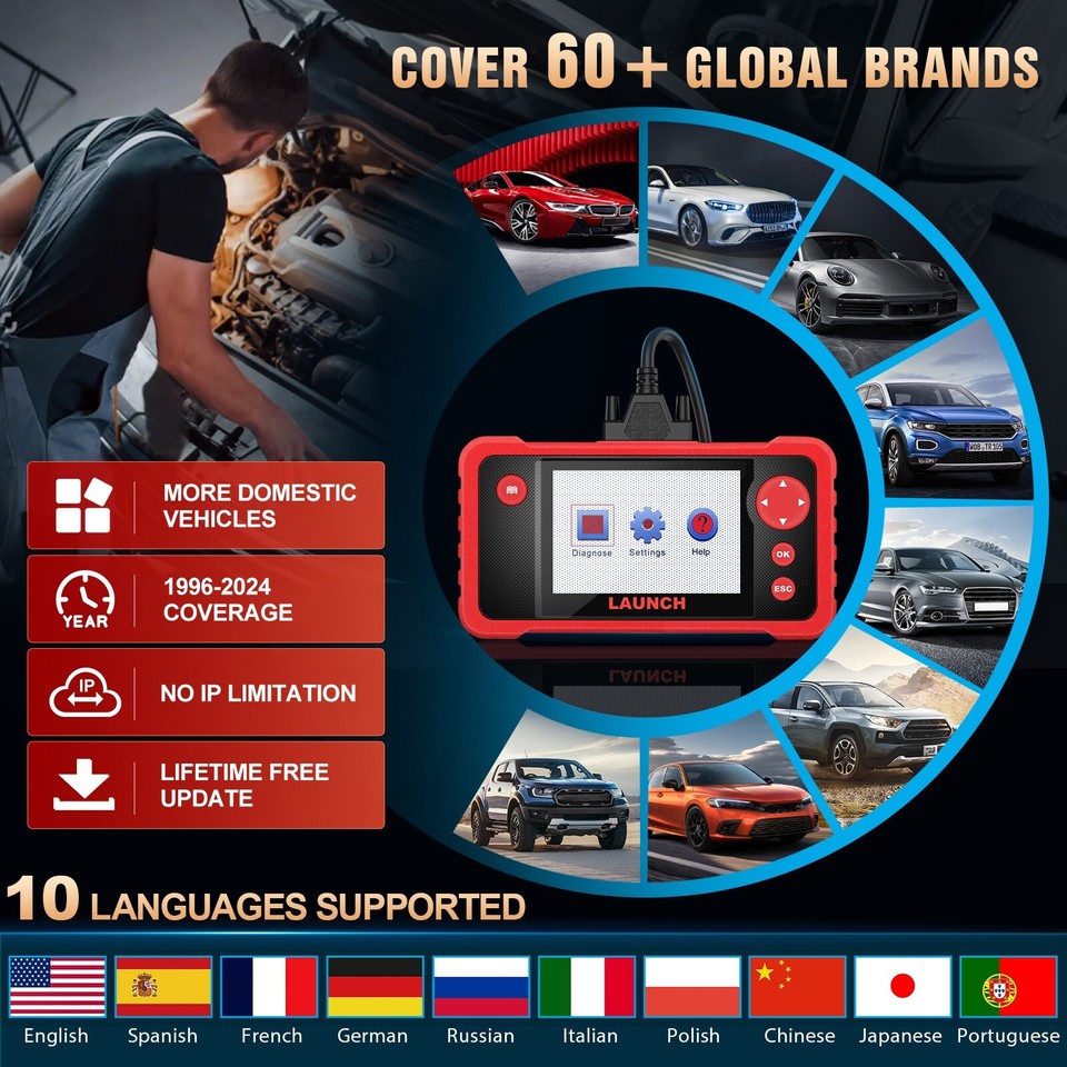 2026 LAUNCH CRP123 V2.0 OBD2 Car Diagnostic Tool Engine ABS SRS AT Code ...