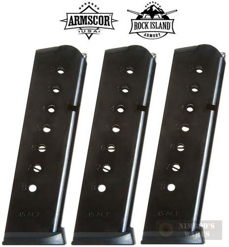 THREE ARMSCOR Rock Island 1911 .45 ACP 8-Round MAGAZINES 54169 FAST ...