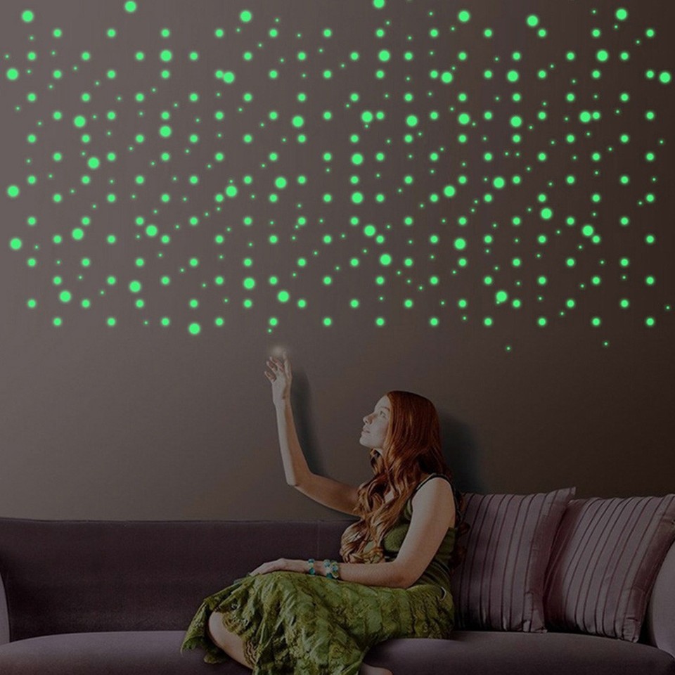 1 Set Luminous Moon Dot Sticker Removable Wall Sticker Decor Moon Wall ...
