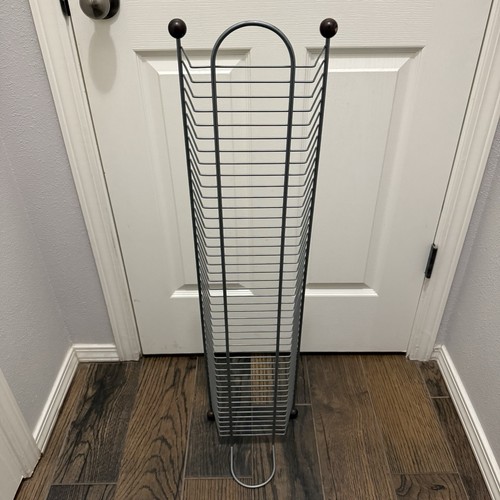 38 Inch Metal DVD / Game Storage Rack Tower Holds 45 Discs Wire Stand ...