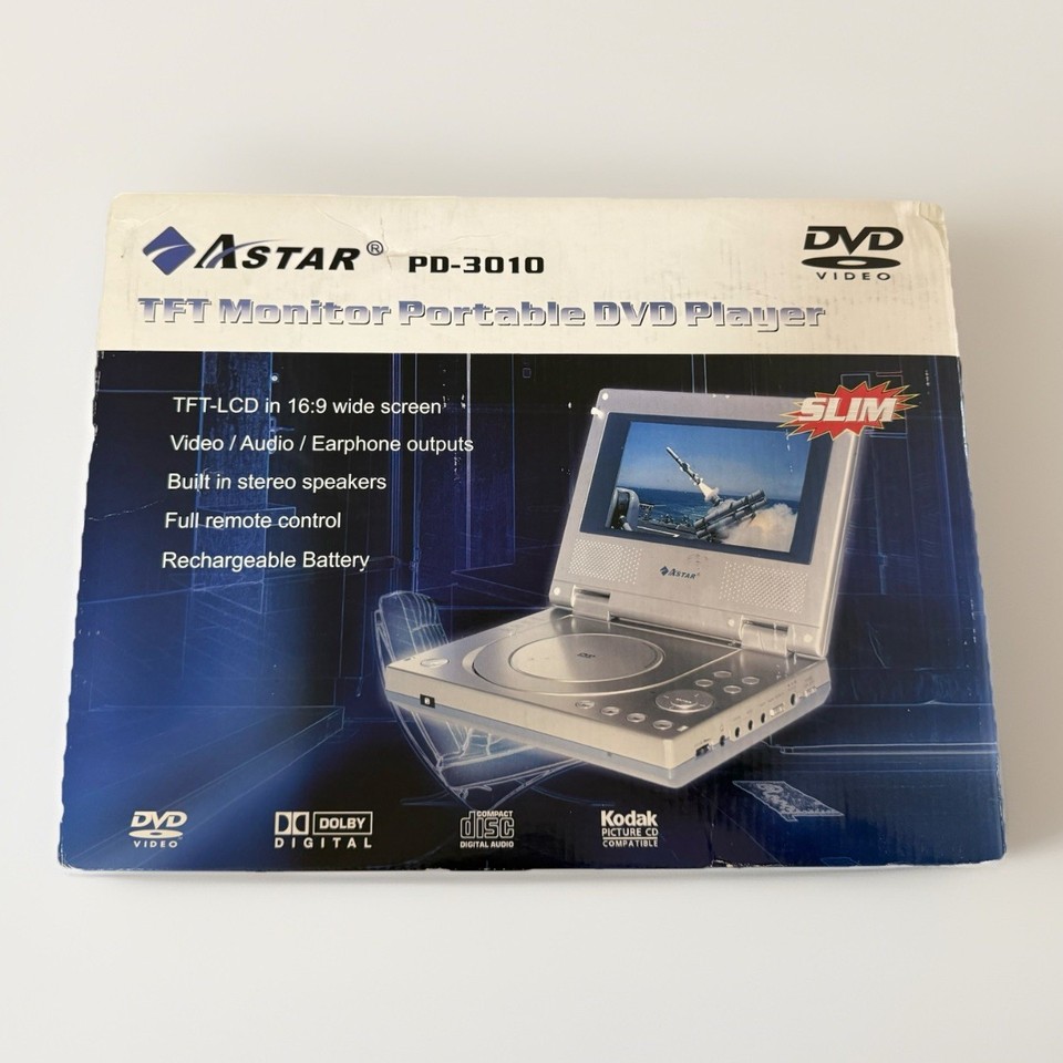 NEW ASTAR PD-3010 Portable DVD Player 16:9 TFT LCD Complete Y2K w/ Box ...