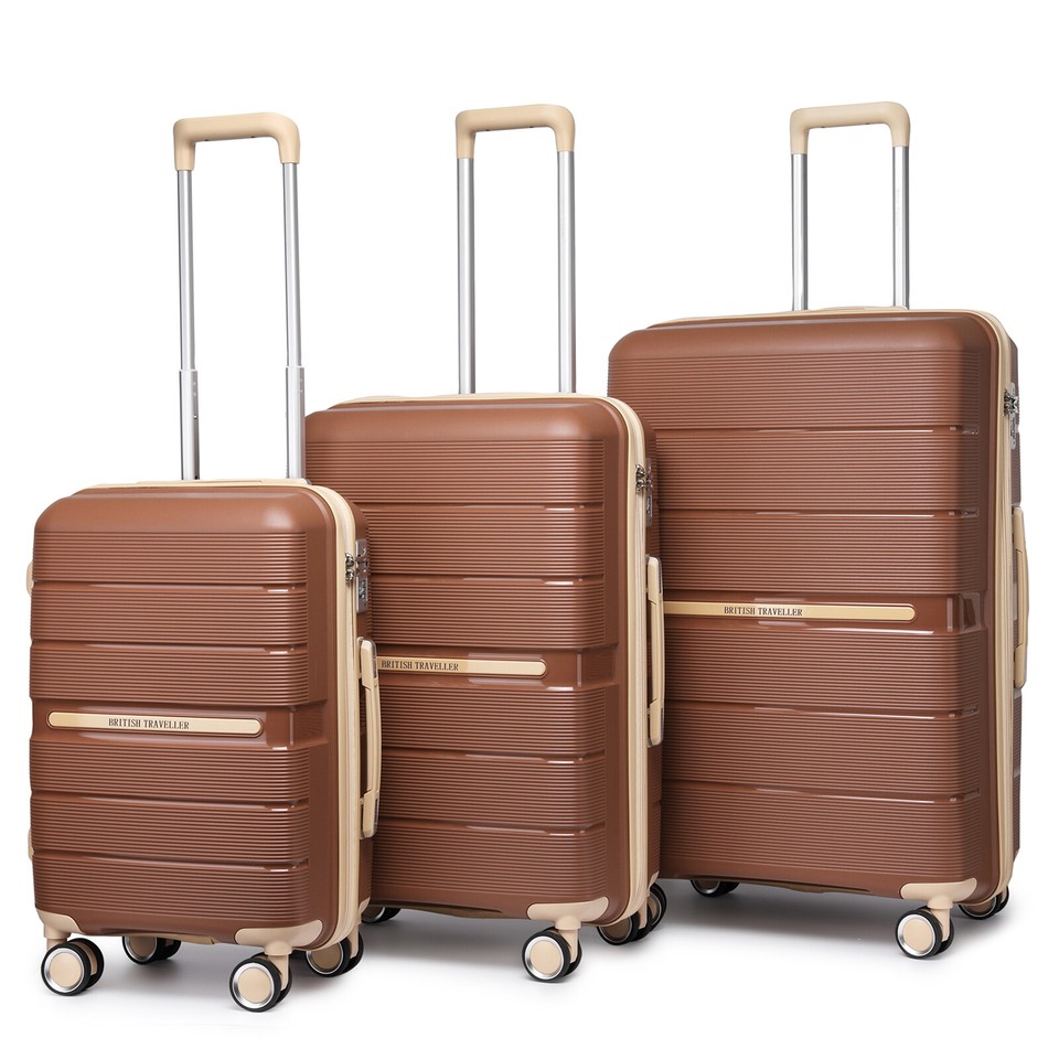 20/24/28 Inch Hard Shell PP 4 Wheels Suitcase Set Hand Cabin Luggage ...