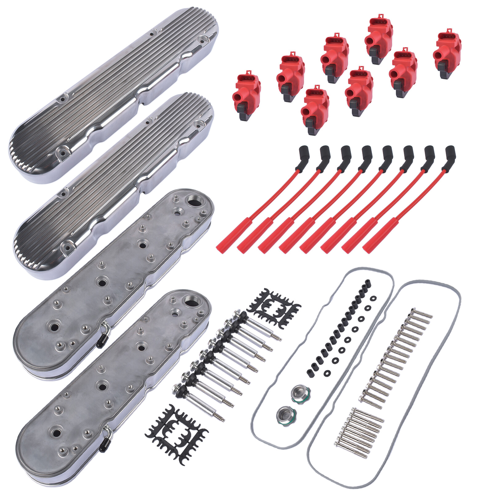 Polished Valve Covers For Chevy GM LS Engines LS1 LS2 LS3 LS6 LS7 5.3 6 ...