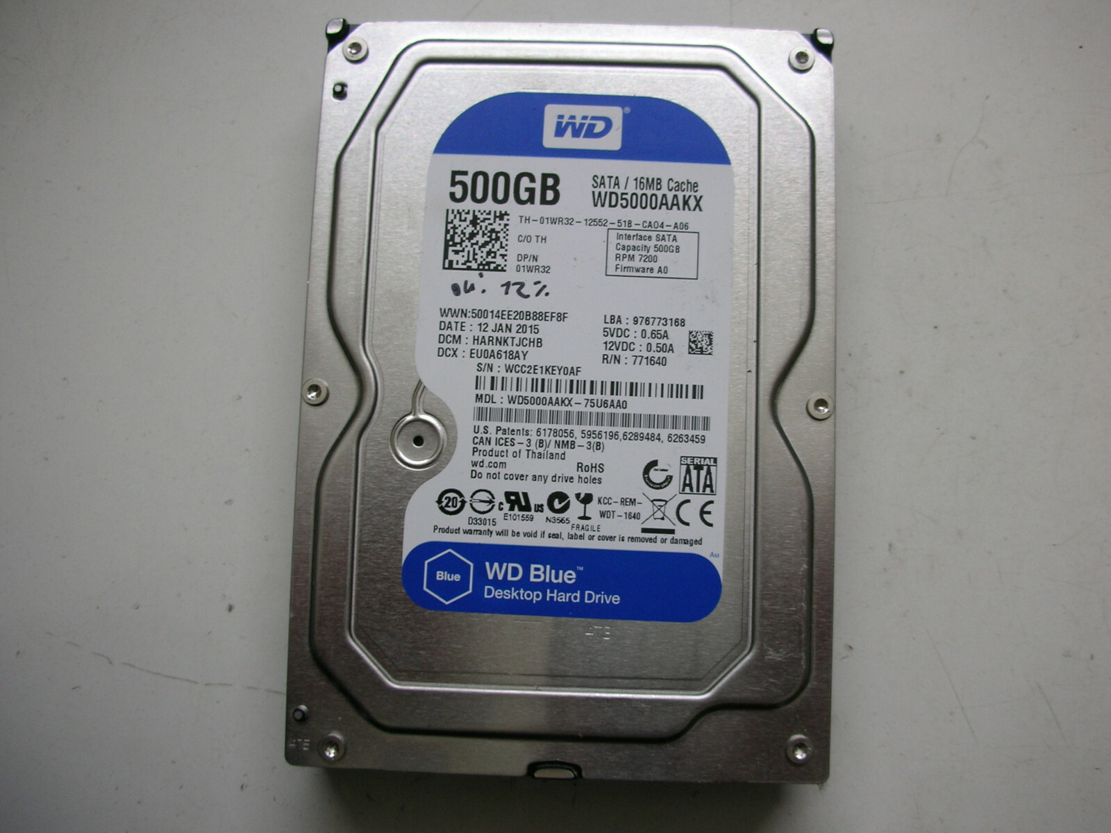(BC) WD Blue 500gb WD5000AAKX-75U6AA0 2060-771640-003 REV A SATA | eBay