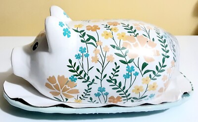 Pig Butter Dish Colorful,Spacious, Homestead Floral Ceramic Farmhouse ...
