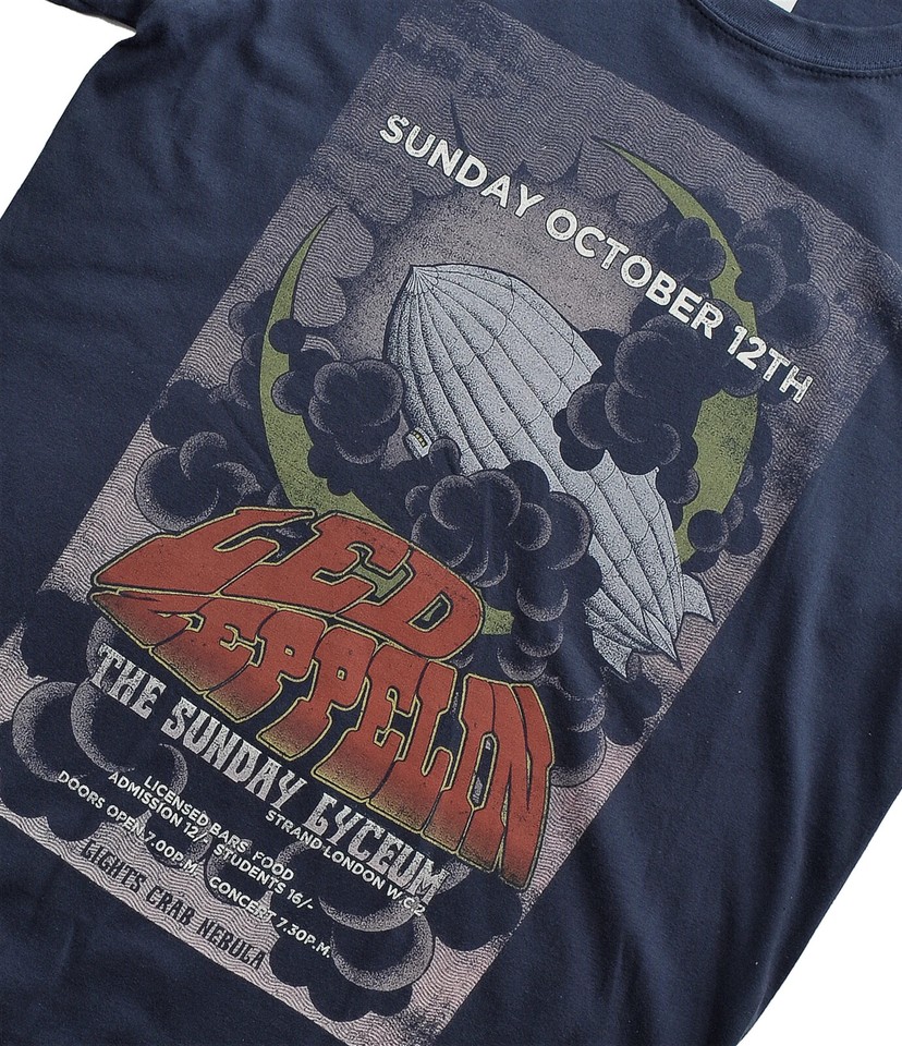 Official Led Zeppelin T Shirt Concert Flyer London 1969 Live Blue New L ...