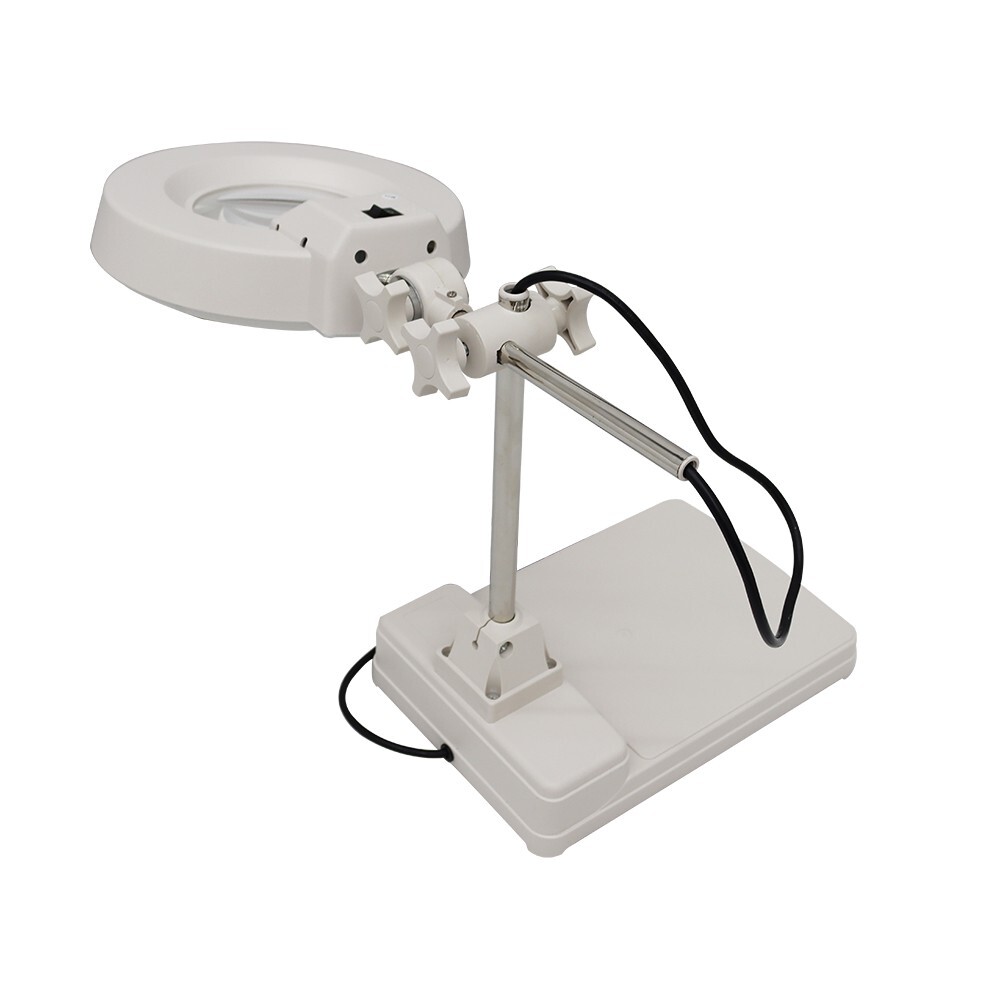 15 Time Benchtop LED Magnifier Cross Holder Magnifying White Glass Lens ...