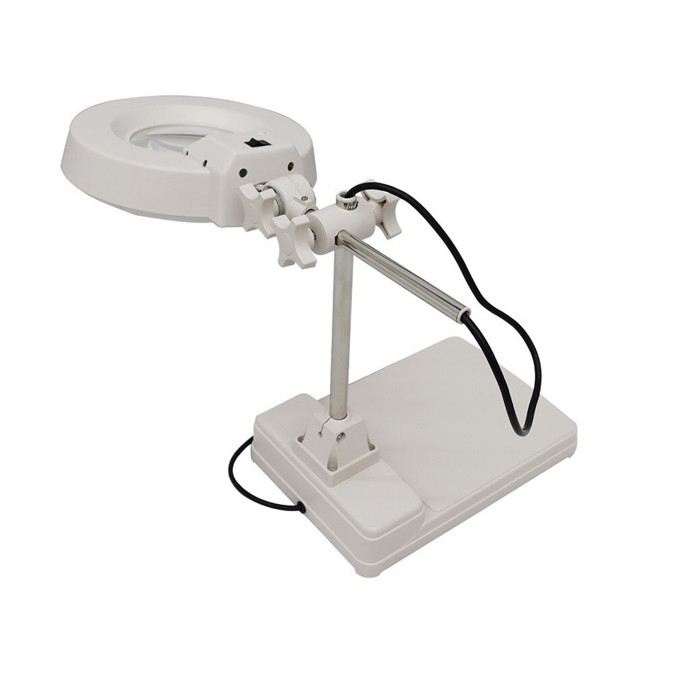 15 Time Benchtop LED Magnifier Cross Holder Magnifying White Glass Lens ...