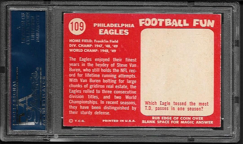 1958 Topps #109 Philadelphia Eagles Team PSA 6 (EX-MT) | eBay