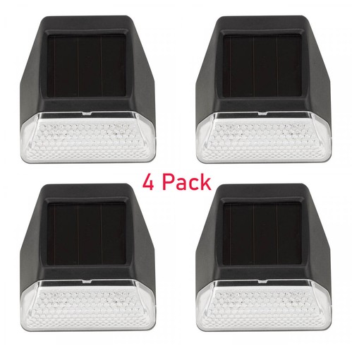 4 Pack Solar Powered Wall Fence & Post Lights LED Garden Security Super ...