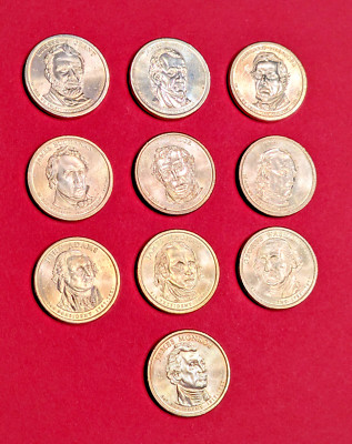 Rare Set of (10) $1 Dollar Gold Color Coin President Collectible 2007 ...