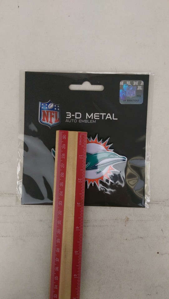 New NFL Miami Dolphins Auto Home Heavy Duty Colored Metal Emblem Decal ...
