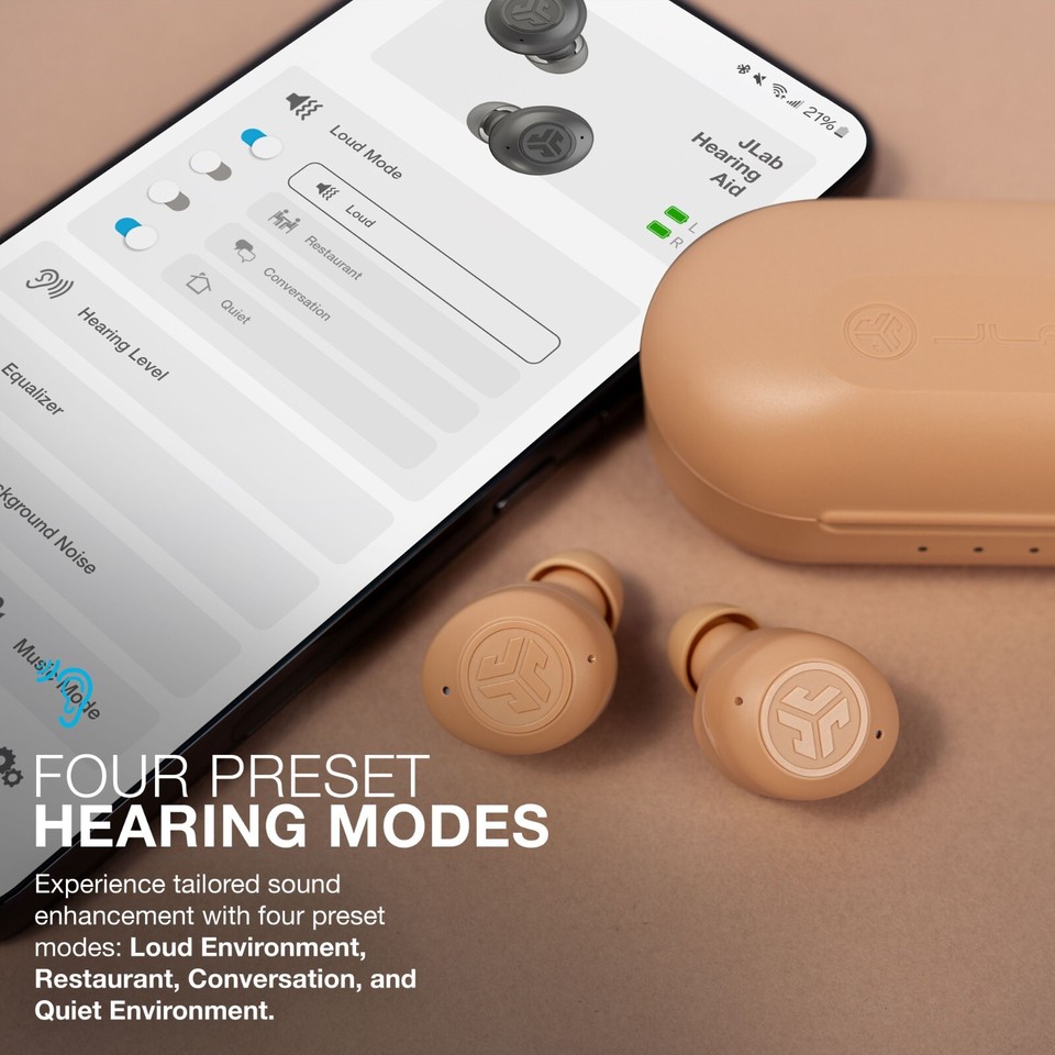 Hearing Aids JLab Hear OTC & Bluetooth Earbuds, 4 Presets Modes ...