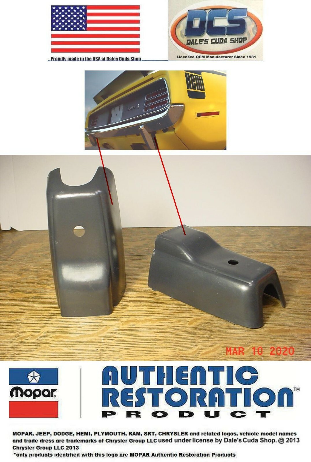 1970 71 72 Barracuda Cuda Rear Bumper Guard Black Filler Inserts ...