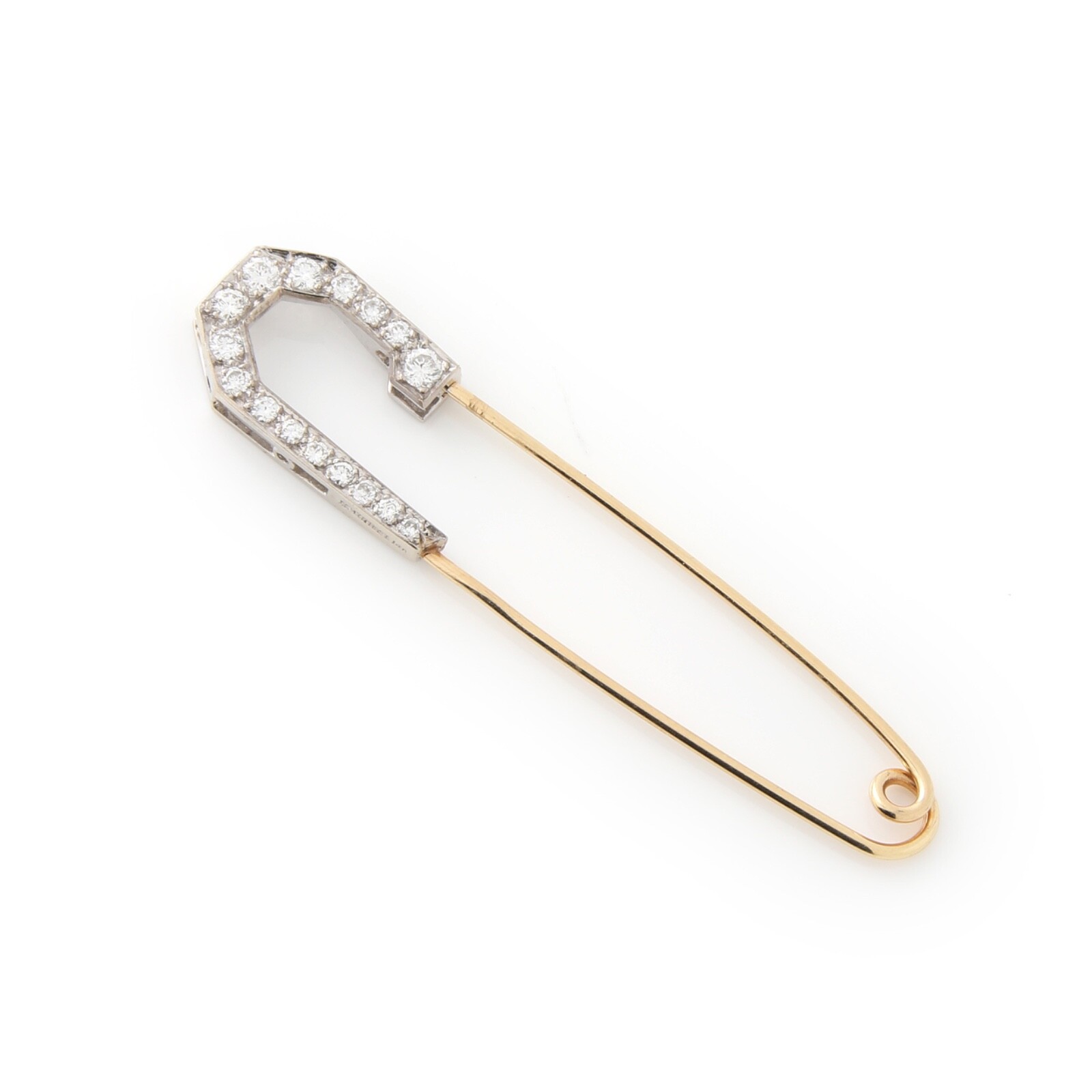 14k Yellow & White Gold Large Diamond Safety Pin - Gem