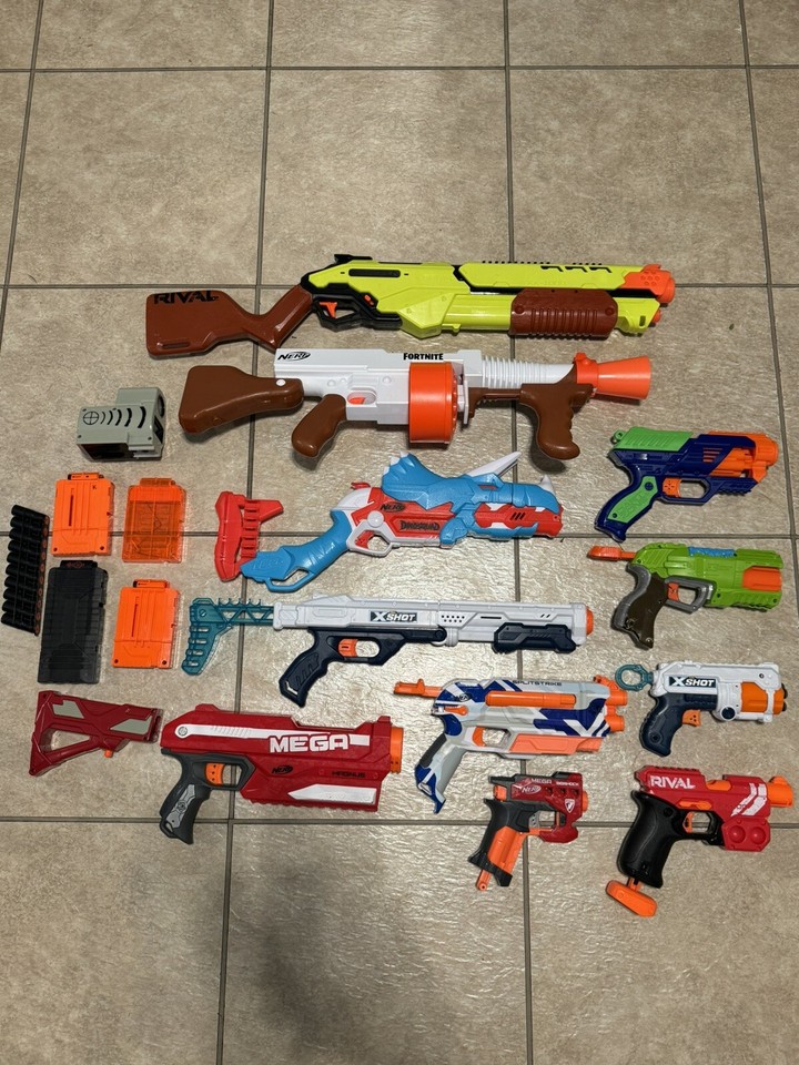 HUGE LOT- Nerf Guns And Nerf Elite Rack Stand (Fortnight, Rival ...