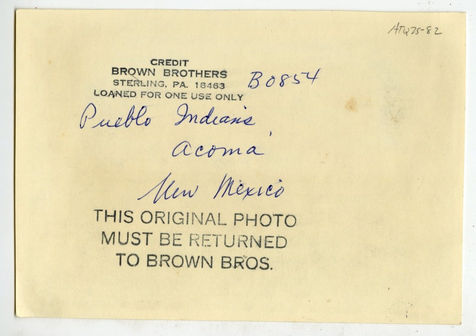 Pueblo Indians, Acoma, New Mexico Orig. Silver Print Native American ...