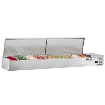 80" Refrigerated Countertop Salad Bar, Stainless Steel Topping Rail, 9 ...
