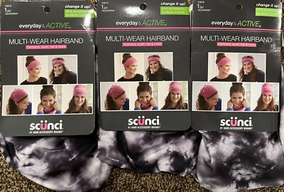 *3 PACK* Scunci MULTI-WEAR HEADBAND Scarf/Hat/Hairband/More GRAY MARBLE ...