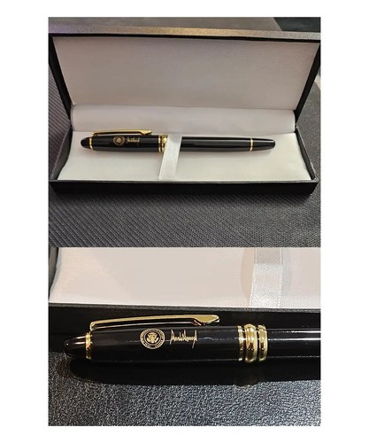 President Trump Signature Gold Eagle Seal Black Ballpoint Pen with Gift ...