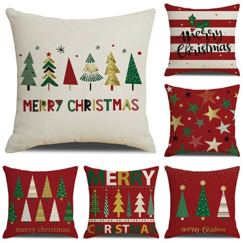 Red Christmas Cushion Cover Throw Pillow Case Xmas Home Party ...