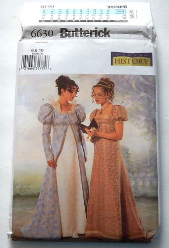 Butterick 6630 19th Century Dress Jane Austin Costume Pattern Plus Sz ...