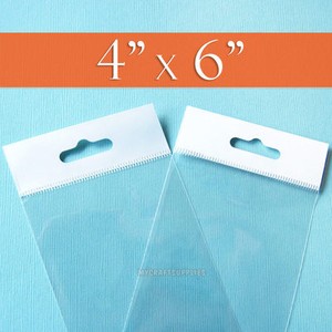 200 Clear Cello Bags,4x6" HANG TOP, Resealable Self Adhesive,OPP Poly 4 ...