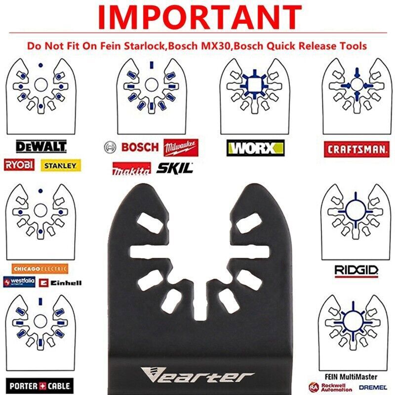 7PCS HCS Oscillating Saw Blade Set 1-1/4''Universal MultiTool Blade Kit ...